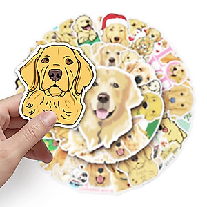 Golden Retriever Stickers for Teens Boy Girls Kids|50 Pcs|Cute Dog Vinyl Waterproof Stickers for Laptop Phone Luggage Flasks Water Bottle Bike Car Tablet,Lovely Animals Decals Pack(Golden Retriever)