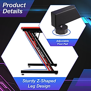 Ruesleag 39 Inch Gaming Desk Ergonomic Home Office Desk Z-Shaped Computer Desk PC Workstation Modern Simple Study Table w/Headphone Hook Adjustable Leveling Foot Spacious Desktop,(Red)