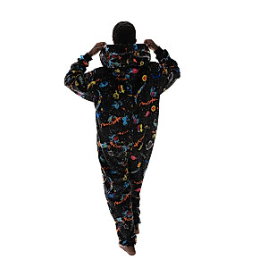 COSUSKET Snug Fit Flannel Onesie Pajamas for Women Tie Dye Costume