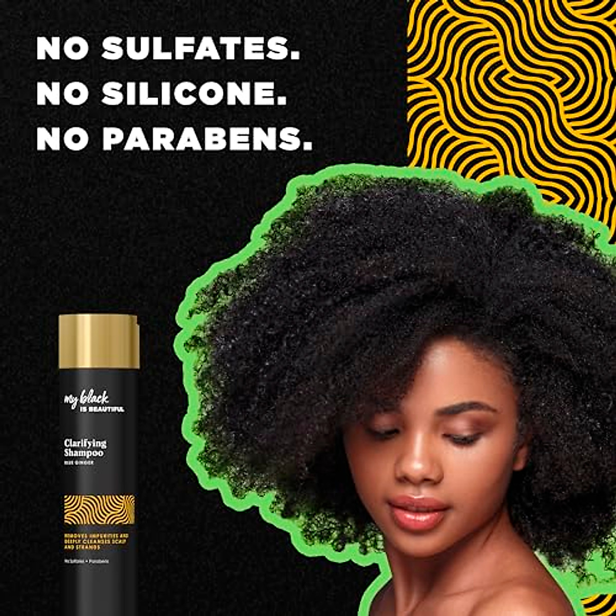 My Black is Beautiful Clarifying Sulfate Free Shampoo for Build Up, For Dry and Damaged Hair, Blue Ginger and Mint, 9.6 fl oz