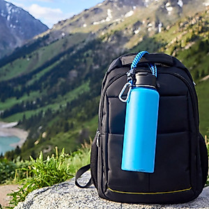 WaterFit Paracord Handle - Paracord Carrier Survival Strap Cord with Safety Ring and Carabiner Compatible with Hydro Flask Wide Mouth Water Bottles 12oz - 64 oz