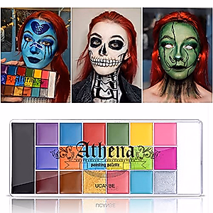 UCANBE Face Body Paint Set-Athena Painting Palette,10 Professional Artist Brush,Large Deep Pan Ideal for Halloween Cosplay Party SFX Arty Stage Makeup