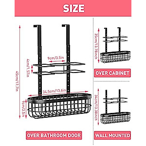 Hair Dryer Holder, Hair Dryer Holder Adjustable Height, Bathroom Hair Dryer Organizer Under Sink, Over Door/Over Cabinet Hair Dryer Holder for Flat Irons, Curling Wands, 3 Sections Large Capacity