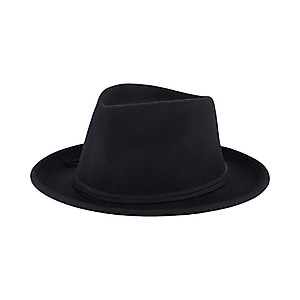 Christian Siriano New York Fedora Hat, Wool Felt Pork Pie Wide Brim Fashion Hat for Men and Women, Black, One Size