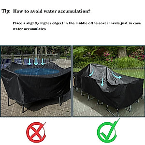 Patio Furniture Covers Waterproof 51x41x28xin/130x105x70cm Patio Table Cover Outdoor Furniture with Upgraded Fastener Windproof Buckle Straps Outdoor Waterproof Table Covers Oxford Outdoor Cover
