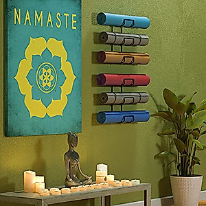 Wallniture Moduwine Bathroom Towel Rack Wall Mounted Set of 2, 3 Sectional Bathroom Towel Holder and Yoga Mat Storage Rack, Metal Black