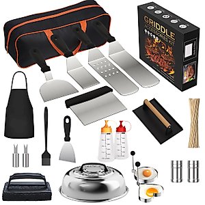 120 Pcs Blackstone Griddle Accessories Upgraded Griddle Accessories Kit - Perfect Flat Top Grill Accessories, Professional Rectangular Melting Dome with Iron Smash Burger Press for Barbecue.