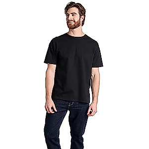 Fruit of the Loom Men's Eversoft Cotton T-Shirts (S-4XL), Crew-2 Pack-Black, 4X-Large
