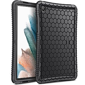 Fintie Silicone Case for Samsung Galaxy Tab A8 10.5 Inch 2022 Model (SM-X200/X205/X207), Honey Comb Series Kids Friendly Light Weight Shock Proof Protective Cover, Black