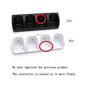 YZGame Wii Controller Charger Remote Charger for Wii , 4-in-1 Wii Remote Charging Station Replacement Wii Charging Dock with 4 Rechargeable Batteries White Wii Remotes with Charger,NF14-W2