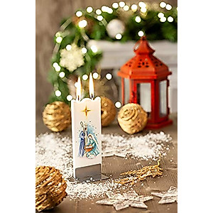 Flatyz Candles Winter Birds White Candle - Flat, Decorative, Hand Painted Candle Gifts for Women or Men - 6 inches