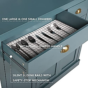 VEIKOU Pantry Buffet with Hutch,71" Kitchen Pantry Cabinets, Freestanding Storage Cabinet with Adjustable Shelves & Glass Doors, Tall Cupboard Pantry Cabinets with Coffee Countertop, Dark Teal