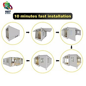 Prefabricated Folding Extendable 2 Bedroom House, Waterproof and Weather-Resistant Mobile House, Energy-Efficient and Eco-Friendly (20 Ft)