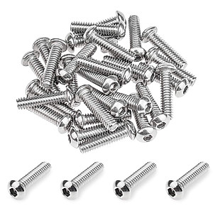 Powlankou 30 Pieces 1/4-20 x 1" Hex Button Head Socket Cap Bolts, Stainless Steel 18-8 (304), Full Thread