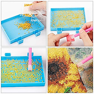 Outuxed 117pcs 5D DIY Diamond Painting Tools and Accessories Kits with Diamond Embroidery Box and Multiple Sizes Painting Pens for Adults to Make Art Craft