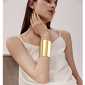 FIRAZIO 2 Pcs Cuff Bangle Bracelet for Women Open Wide Wire Bracelets Gold Wrist Cuff Wrap Bracelet