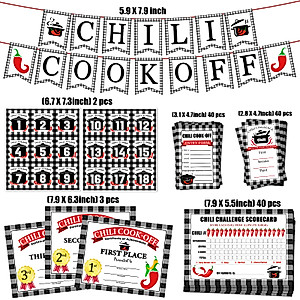 Chili Cook Off Contest Party Kit,Chili Cook off Banner,Chili Contest Entry Forms,Pot Numbers,Chili Tasting Score Cards,Chili Competition Voting Cards,Certificate of Commendation