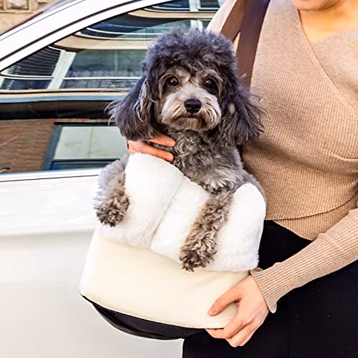 Dog Car Seat for Small Dog Center Console Seat Pet Booster Seat for Car Puppy Car Seat for Small Dogs(Beige)