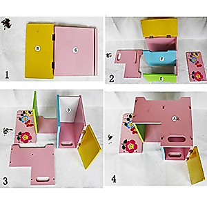 PENGJIE Folding Ladder Step Stool Wooden Step Ladder Stool with Storage Box Kids Stepping Stool Change Shoe Stool for Bath Kitchen