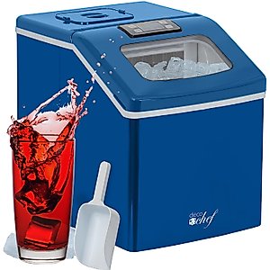 Deco Chef Countertop Ice Maker 40LB/24H, 24 Full Cubes Every 15 Minutes, Adjustable Size, Digital Control and Timer, Self-Cleaning, EZ Access Flip Lid, Scoop Included, Blue