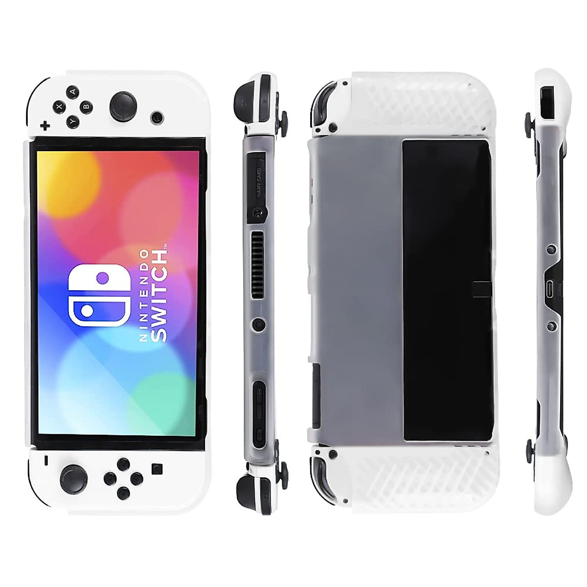 findway Switch OLED Case Compatible with Switch Cover Case Accessories Soft TPU Crystal Clear Transparent Shock Absorption Technology Bumper Protective for Switch OLED Model