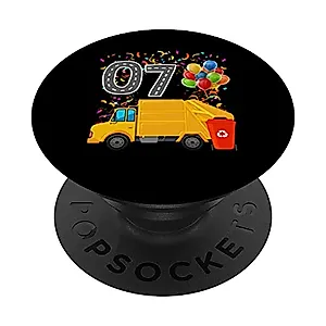 Happy O7 Birthday Rear Loader Garbage Truck PopSockets Swappable PopGrip