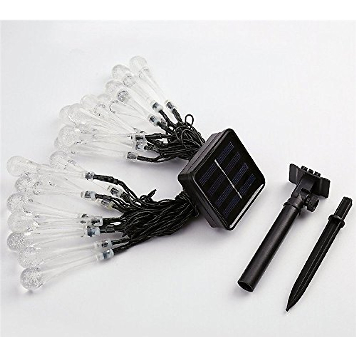 KORADA Solar Strings Lights, 20 Feet 30 LED Water Drop Solar Fairy Lights, Waterproof Lights for Garden, Patio, Yard, Home, Parties- Multi Color