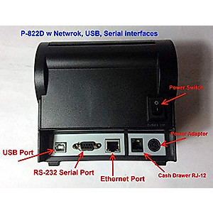 POS P-822D 3 1/8" Thermal Receipt USB, Ethernet, Serial 3-in-1 Printer, AUTO Cut, Supports ESC/POS Star Commands, Compatible with EPSON Star Micronics