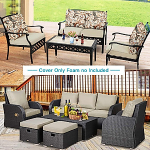 NettyPro Patio Furniture Cushion Covers Replacement Set 4 Water Repellent UV Resistant Outdoor Chair Seat Cushion Slipcover with Zipper and Tie, Replacement Cover Only, 22 x 20 x 4 Inch