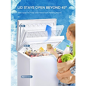 FOHERE 7.0 Cu.Ft Chest Freezer, Compact Deep Freezer with Three Removable Basket, Free Standing Top Open Door, Adjustable Temperature, For Kitchen Garage Office Bar, White