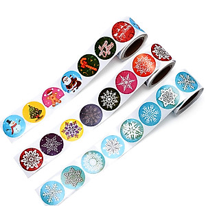 3PCS Christmas Stickers for Kids Snowman Stickers Christmas Stickers Christmas Circle Stickers Snowman Labels1.5 Round - 21 Designs,Winter Stickers for Christmas Wrapping