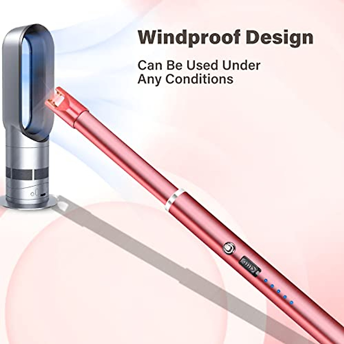 Navpeak Candle Lighter Long Neck Windproof Electric Arc Lighter for Gas Stove Fireplace BBQ Kitchen Grills (Rose Pink)