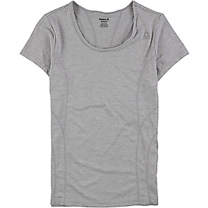 Reebok Womens Poly Marled Basic T-Shirt, Grey, Small