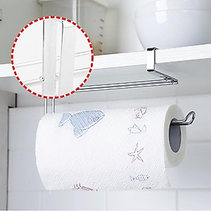 Paper Towel Holder, Stainless Steel Hanging Paper Towel Holder Under Cabinet, Roll Paper Towel Rack Hanger Over The Door for Kitchen Under Cabinet Over Door