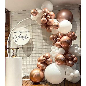 Bezente Rose Gold Metallic Chrome Balloons, 100 Pack 12 inch Rose Gold Latex Round Helium Balloons for Wedding Anniversary Baby Shower Birthday Party Decorations