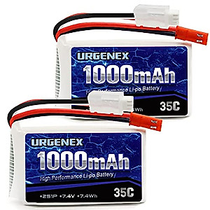 URGENEX 7.4V Lipo Battery 1000mAh 2S Li-Po Battery 35C with JST Plug RC Batteries Fit for WLtoys Rc Cars A949 A959 A969 A979 K929 and Most 1/10, 1/16, 1/18, 1/24 Scale RC Cars Remote Control Cars
