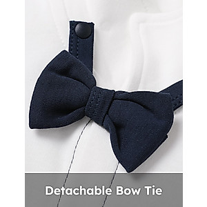 PATPAT Baby Newborn Infant Boys Gender Neutral Long Sleeve Button White Blue Bow Tie Romper Jumpsuit Outfits Clothes Newborn