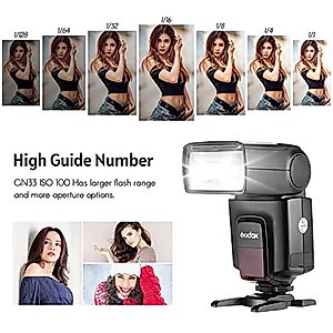 GODOX TT520ⅡUniversal On-Camera Flash Electronic Speedlite + AT-16 2.4G Wireless Trigger Transmitter Guide Number 33 S1 S2 Modes Replacement for Canon Nikon Pentax