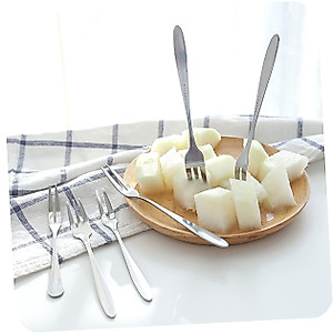 OKUMEYR Mini Forks Stainless Steel Forks Sandwich Picks 3-tine Fork Afternoon Tea Forks Salad Fork Fruit Fork Three-tine Fork Cocktail Tableware Silver Stainless Steel Fork