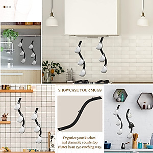 4 Pack Coffee Mug Wall Rack Mounted with 12 Hooks S Curve Metal Coffee Cup Rack Wall Hanging Holder for Coffee Bar Kitchen Coffee Corner Station Decor Display