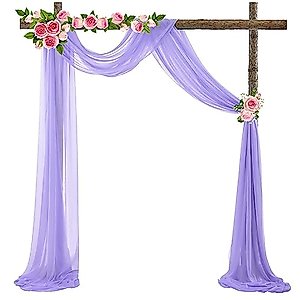 Wedding Arch Draping, 3-10 Meters Wedding Arch Draping Fabric Chiffon Backdrop Curtain Tulle Ceiling Drapes for Weddings Bridal Ceremony Party Decor (Color : Purple, Size : 75x300cm)