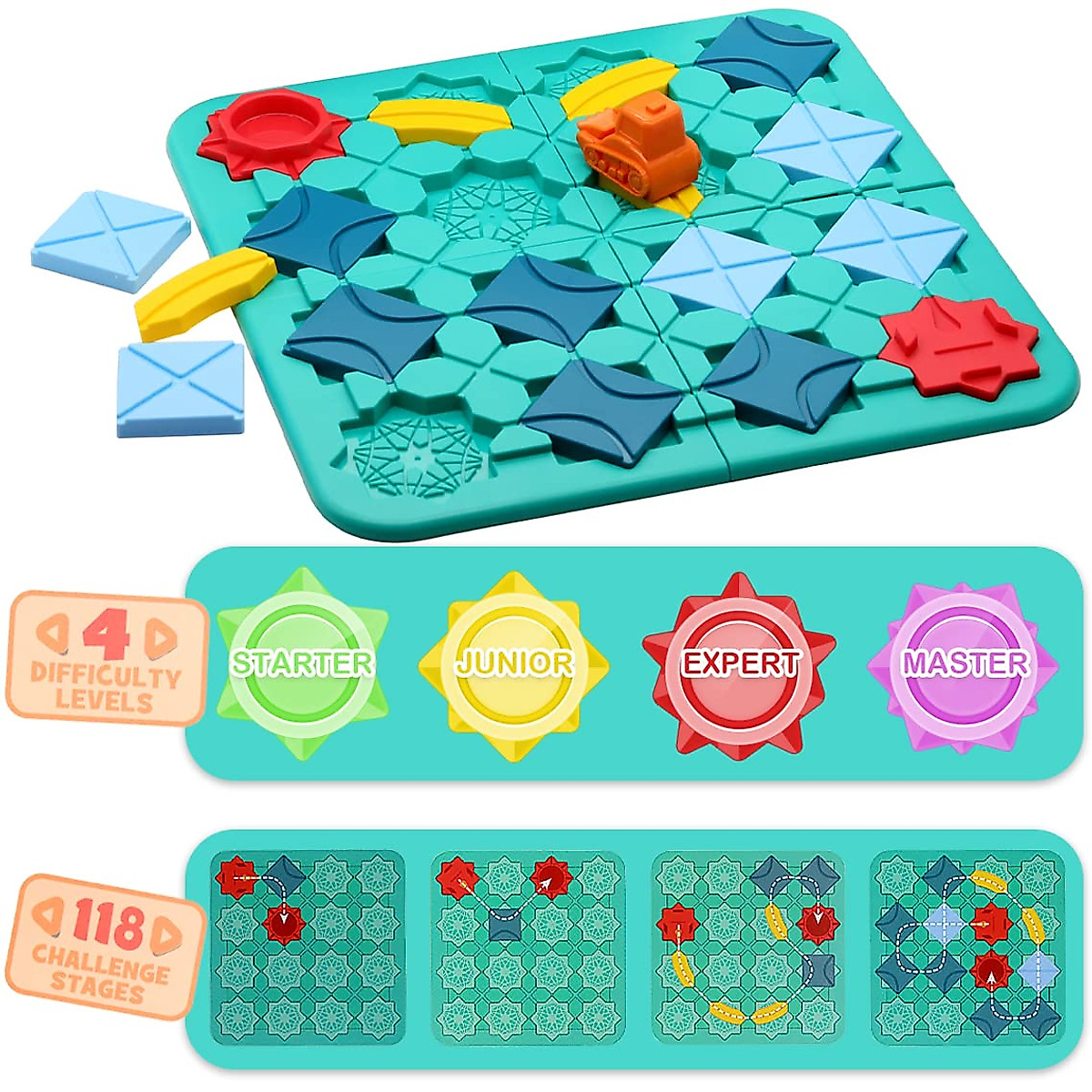 iBccly Logical Road Builder Rush Hour Game,Puzzle Game from New Wave,7 Year Old Board Games for Kids Helps Develop Children’s Brains,Family Games That Help Promote Parent-Child Relationships