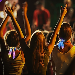 Neon Light Up Bow Scrunchies for Girls, Cute Led Hair Scrunchie Ponytail Holders Scarf Hair Ties Women Rave Accessories Glow in the Dark Party Favors Supplies Birthday Halloween Christmas 6 Pack