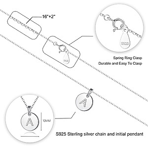 Turandoss S925 Sterling Silver Disc Initial Necklaces for Women, Dainty Hypoallergenic Initial Necklace Disc Letter Pendant S925 Sterling Silver Initial Necklaces for Women Gifts (A)