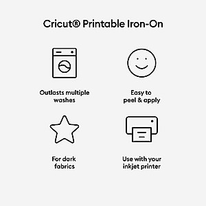 Cricut Printable Iron On Vinyl for Dark Fabrics - US Letter Size, (3ct), Printable HTV Vinyl for Inkjet Printer, Compatible with Cricut Maker, Expression and Cricut Joy Xtra Machines