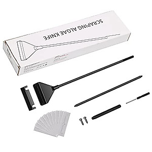 Luxiv Stainless Steel Algae Scraper Black, Aquarium Glass Cleaner Tools 25.6 Inches Fish Tank Scraper Cleaner Handheld Scraper for Aquarium Tank