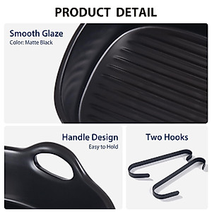 Tanirapel Ceramic Air Fryer Liners, 8 Inch Reusable Air Fryer Accessories, Square Air Fryer Basket with 2 Hooks, Heat Resistant Air Fryers Bowl, Matte Black