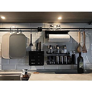 VOHYOV Linear Floating Shelf Wall Mounted Metal Shelves Heavy Duty Industrial Modern Steel Black Linear Metal Wall Shelf Modern Farmhouse Living Room Metal Wall Decor