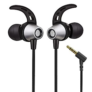 Raxinbang Headset Sports HiFi Sound in-Ear 3.5mm Wired Earphones Headphones Phone Headset for Running Gaming （Red/Silver Grey） (Color : Silver Grey)