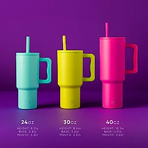 Simple Modern Kids 24 oz Tumbler with Handle and Silicone Straw Lid | Spill Proof and Leak Resistant | Reusable Stainless Steel Bottle | Gift for Kids Boys Girls | Trek Collection | Blush